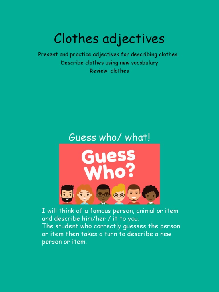 Adjectives for Describing Clothes | PDF
