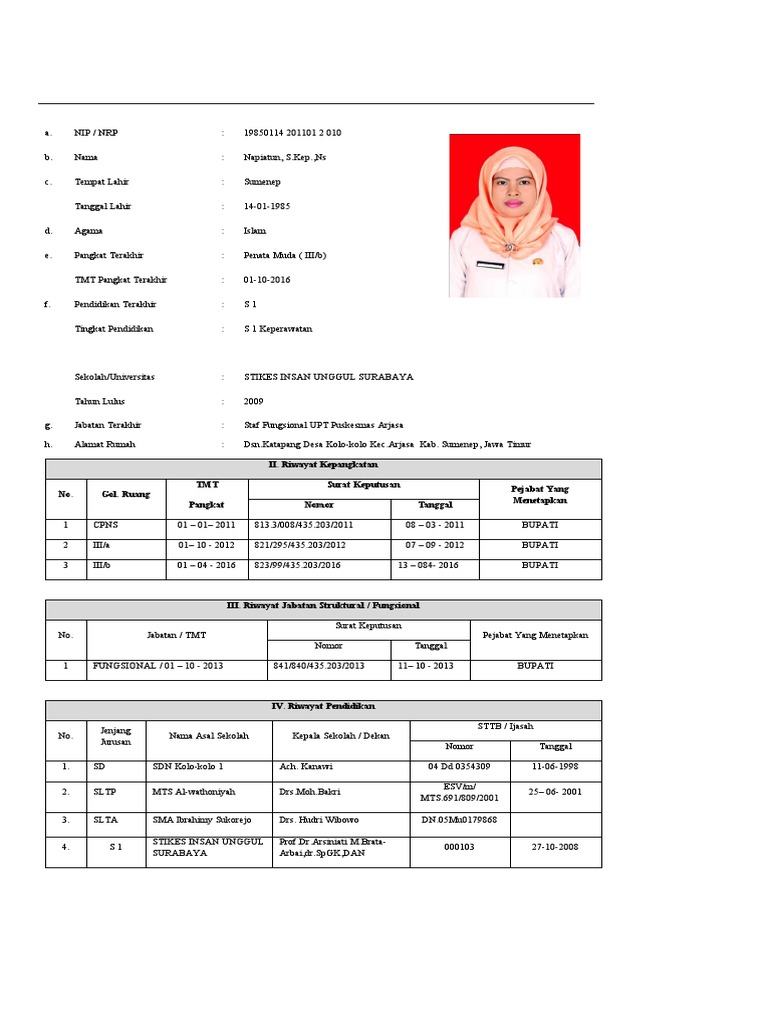 Biodata Mbak Napik | PDF