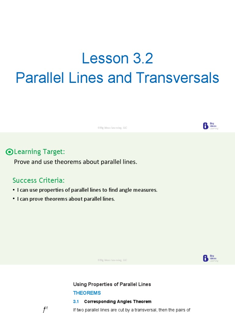 3.2 Parallel Lines and Transversals Lesson | PDF | Elementary Geometry ...