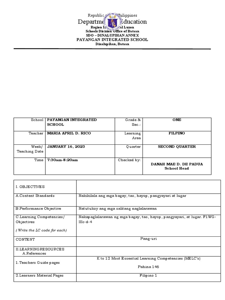2ND Cot Filipino | PDF