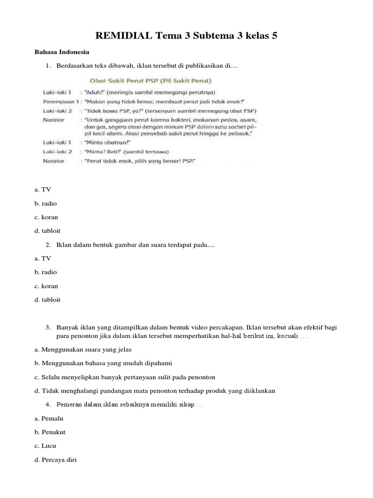 Tema 3 Subtema 3 Kelas 5 | PDF