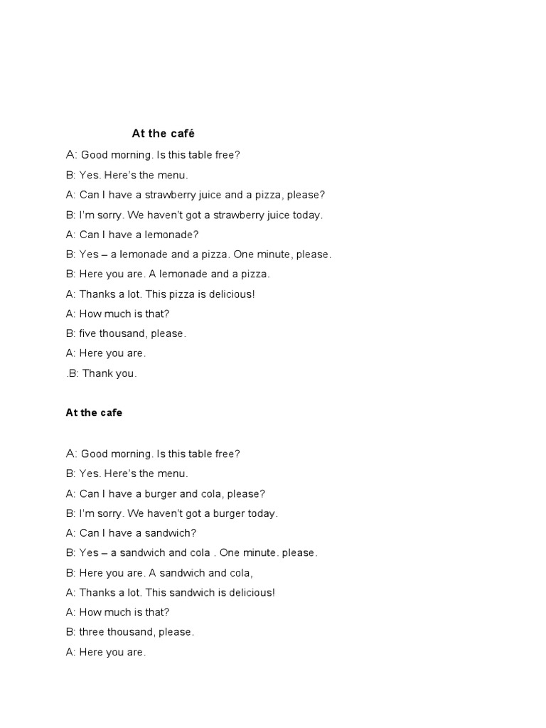 At The Café (Starters Speaking) | PDF