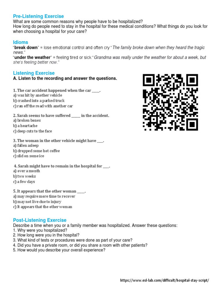 Listening Lab - Teacher | PDF | Hospital | Verb