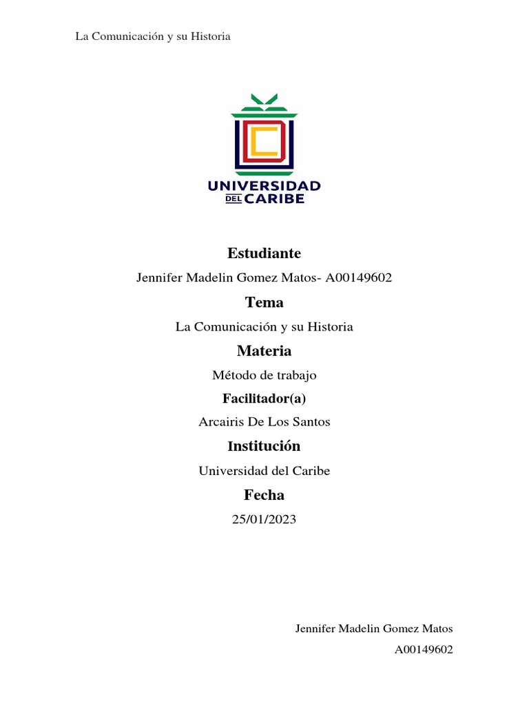 Gómez-jennifer-Unidad 5. Actividad 1. La Comunicación y Su Historia | PDF Gómez-jennifer-Unidad 5. Actividad 1. La Comunicación y Su Historia | PDF