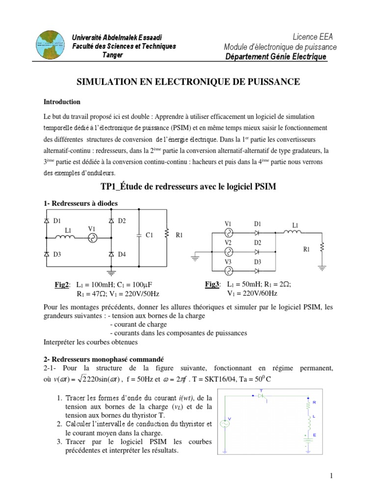 TP EP Simulation | PDF | Redresseur | Électricité