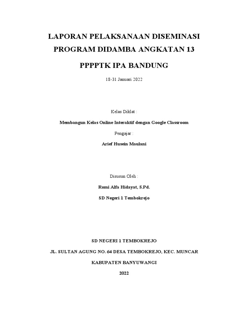Laporan Diseminasi - GC - Romi Alfa Hidayat | PDF