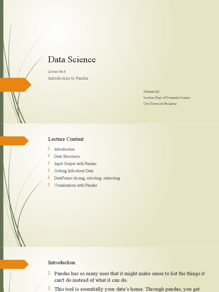 Lecture-6 Introduction Pandas | PDF