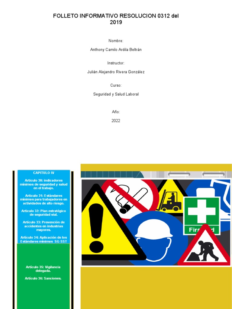 Folleto Informativo Resolucion 0312 Del 2019 | PDF | Planificación estratégica