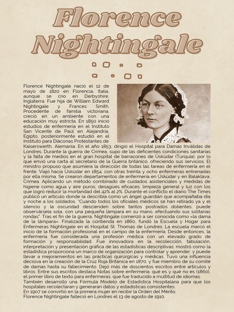 Biografía Florence Nightingale | PDF | ruiseñor de Florencia | Enfermería
