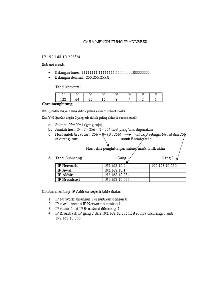 Cara Menghitung Ip Address | PDF