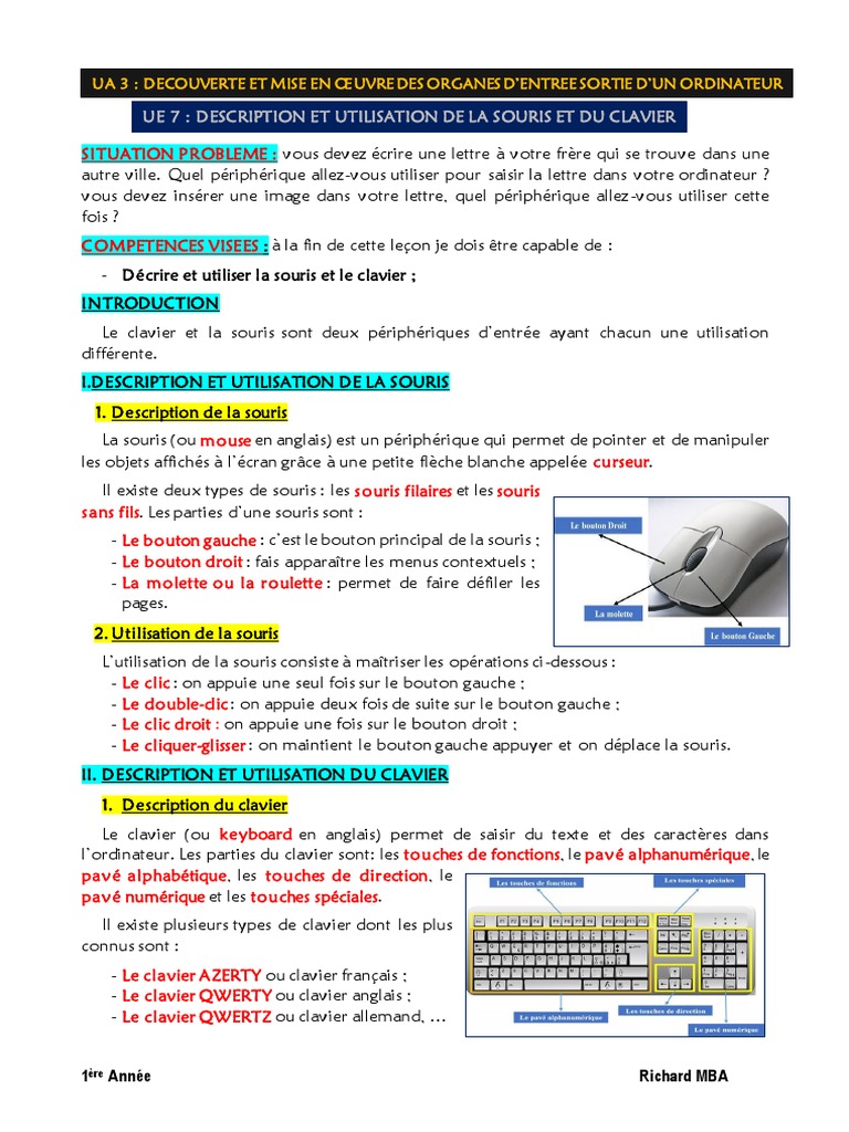 Utilisation de la souris et du clavier | PDF | Clavier d'ordinateur ...