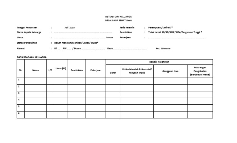 Form Deteksi Dini Keswa | PDF