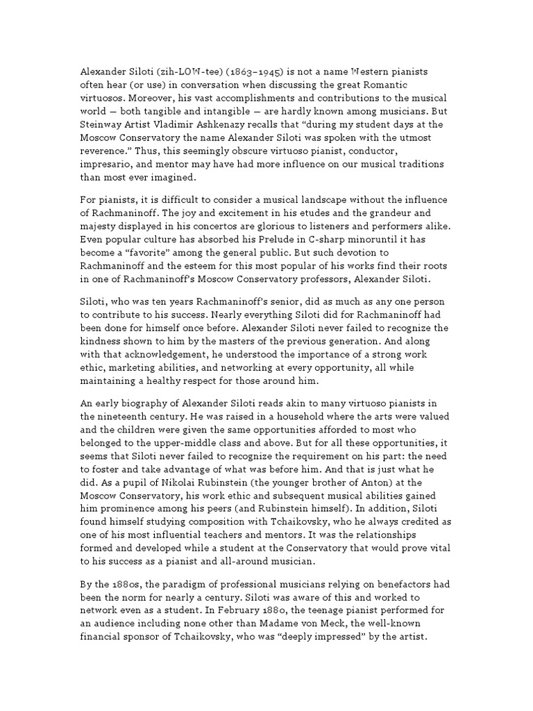 Alexander Siloti | Download Free PDF | Classical Music | Piano