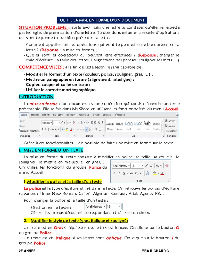 Mise en forme d'un document Word | PDF | Bouton (informatique ...