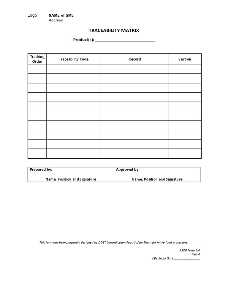 PSOP 6 Traceability Matrix | PDF