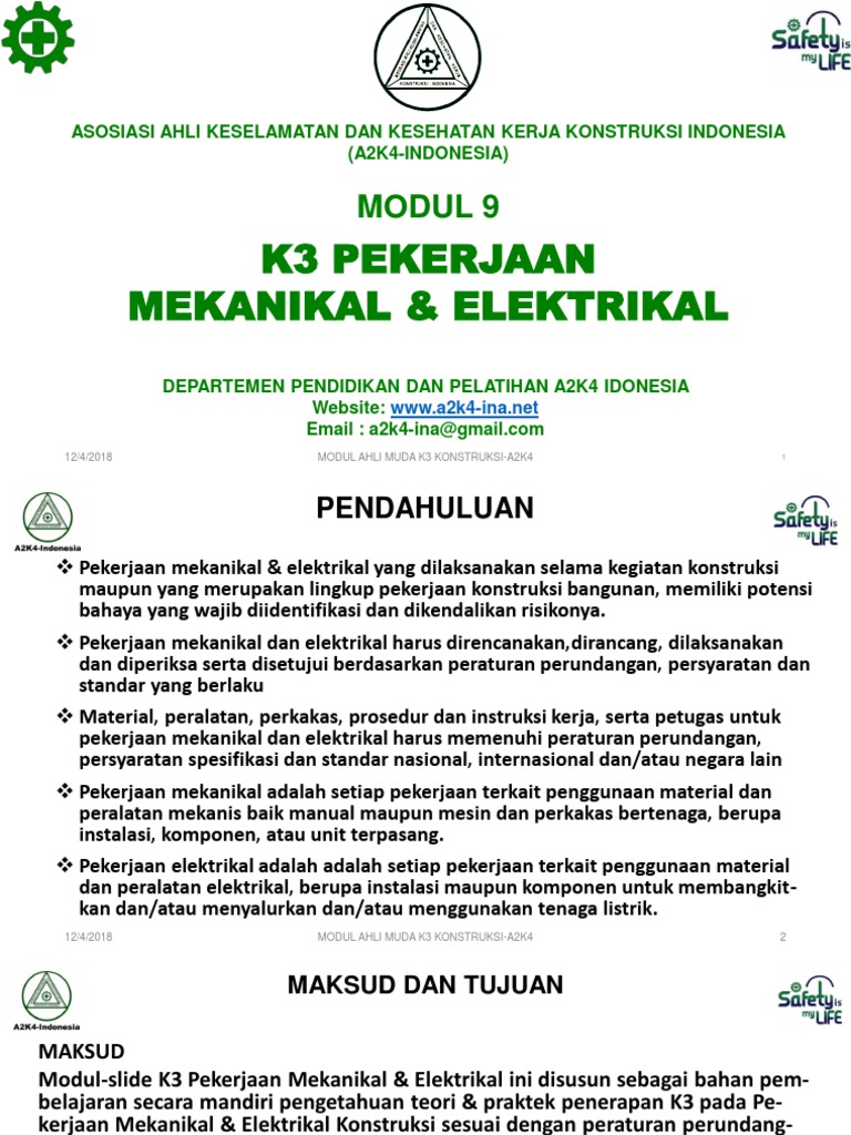 Modul 9 k3 Pekerjaan Mekanikal Dan Elektrikal m3 Rev1 | PDF