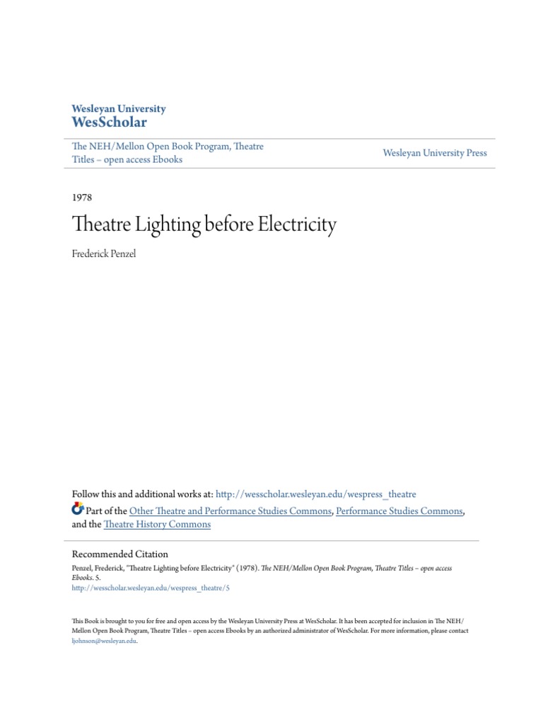 Frederick Penzel - Theatre Lighting Before Electricity | PDF | Lighting ...