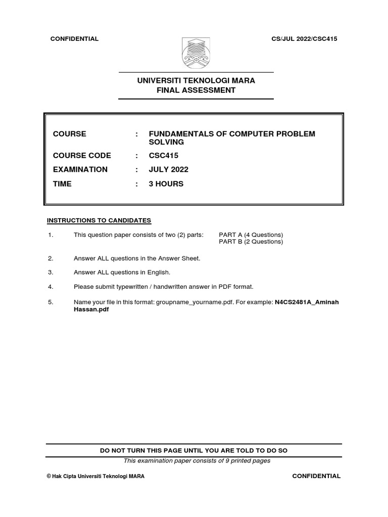 (CSC415) Final Assessment July 2022 | PDF | Array Data Structure | Tax Deduction
