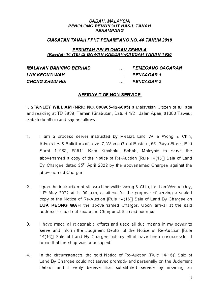 Afdvt Non Service - Notice | PDF | Justice | Crime & Violence