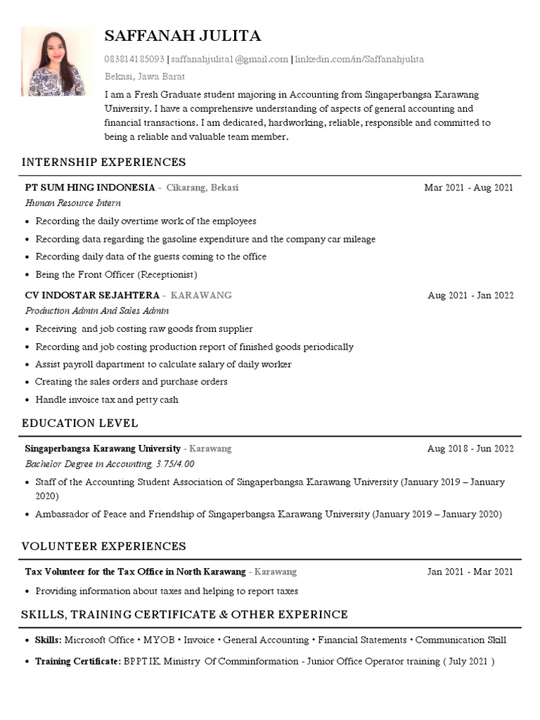 Fresh Graduate in Accounting Resume | PDF