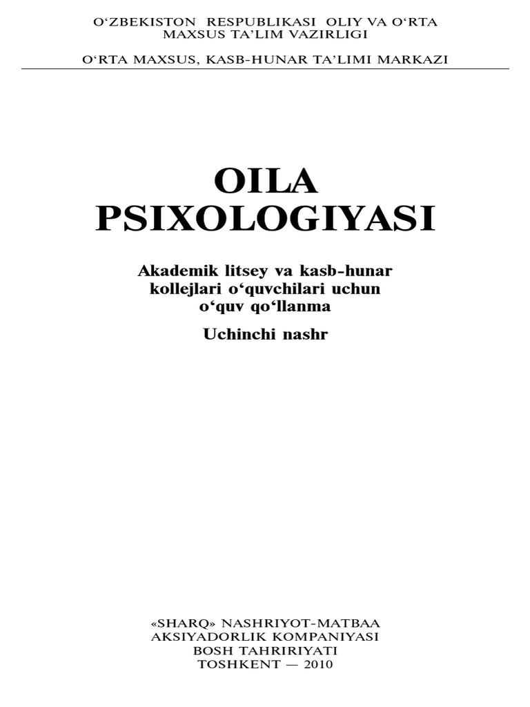 Oila Psixologiyasi (@kitoblar1) | PDF