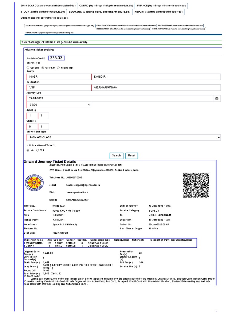 APSRTC-UTS - Advance Ticket Booking | PDF | Identity Document | Service ...