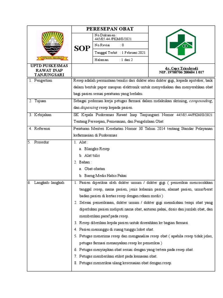 Sop Peresepan Obat | PDF