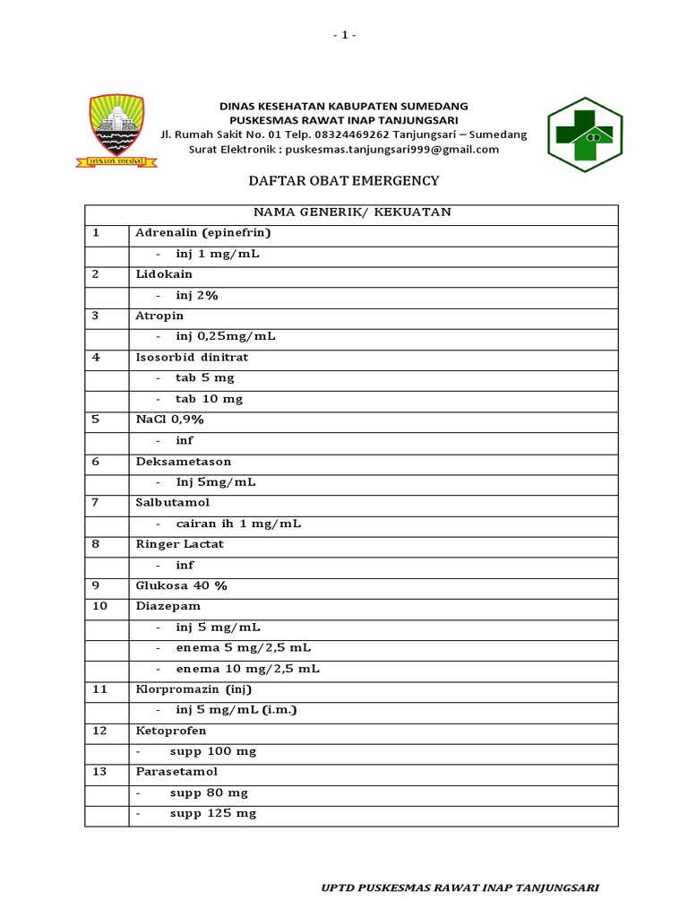 Daftar Obat Emergency | PDF