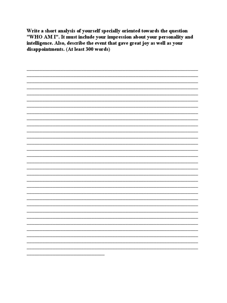Write A Short Analysis of Yourself Specially Oriented Towards The ...