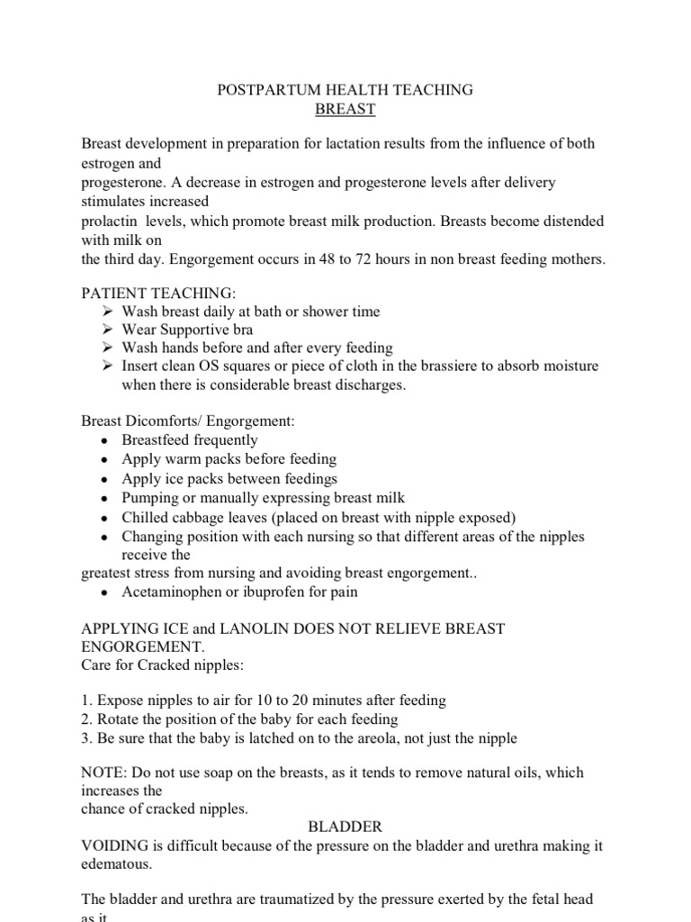 Postpartum Health Teaching | PDF