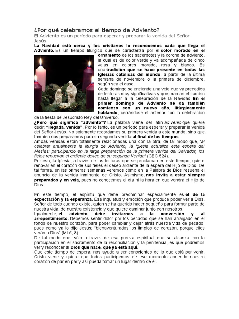 Por Que Celebramos El Tiempo de Adviento | PDF | Adviento Por Que Celebramos El Tiempo de Adviento | PDF | Adviento