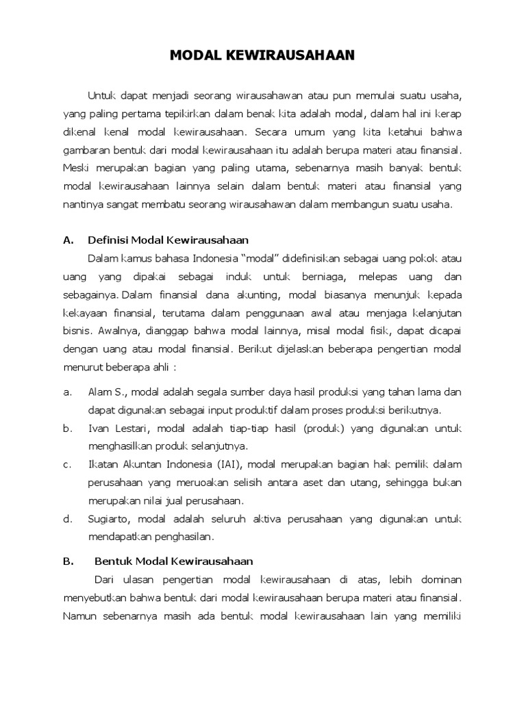 6-Modal Kewirausahaan | PDF | Bisnis