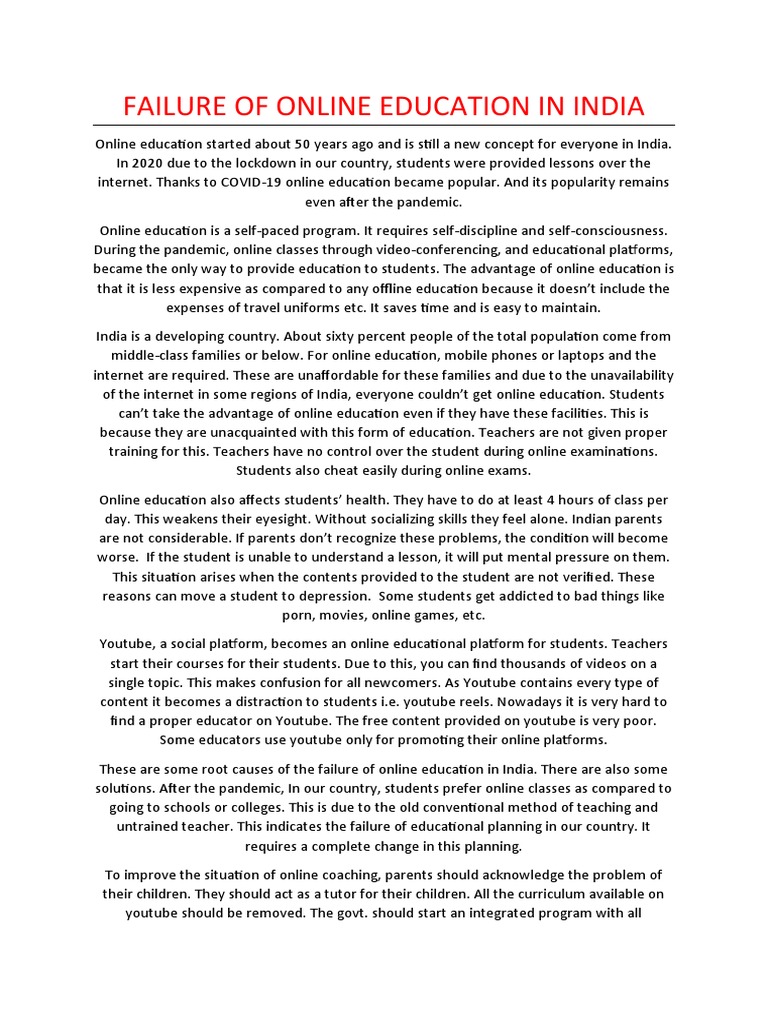ONLINE EDUCATION Essay | PDF | Distance Education | You Tube