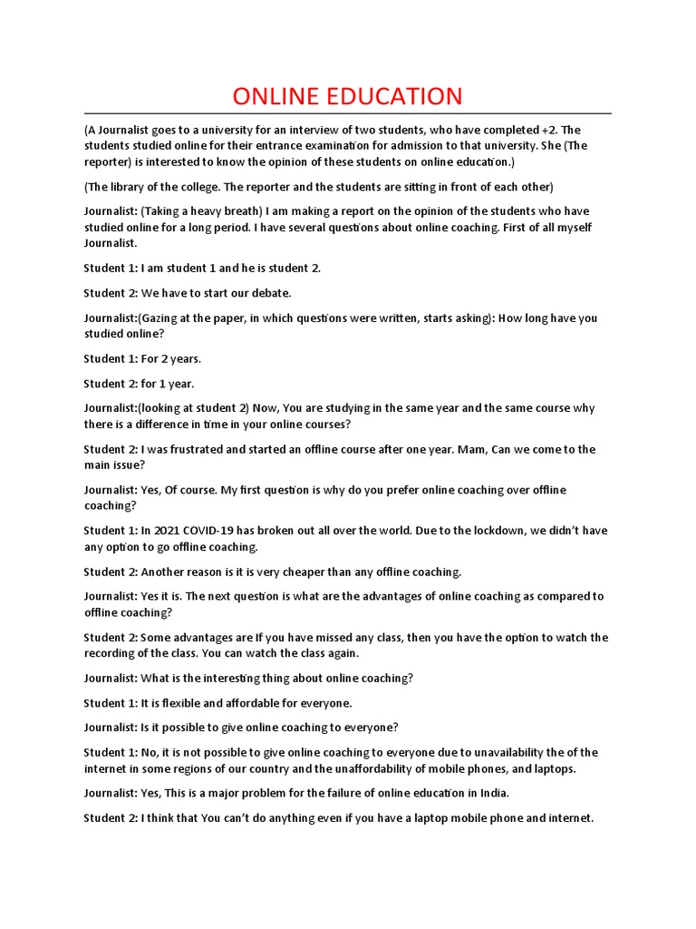 Online Education | PDF | Teachers | Online And Offline