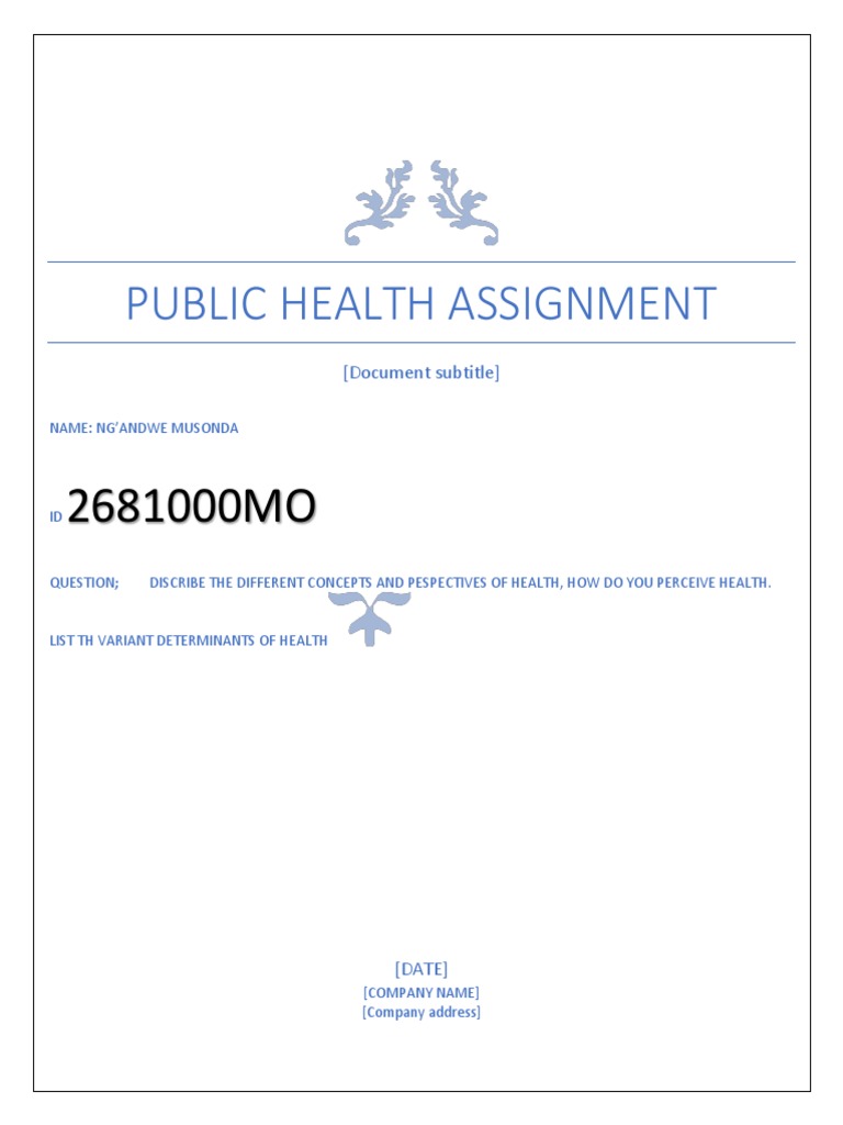 Public Health Assignment | PDF | Well Being | Mental Disorder