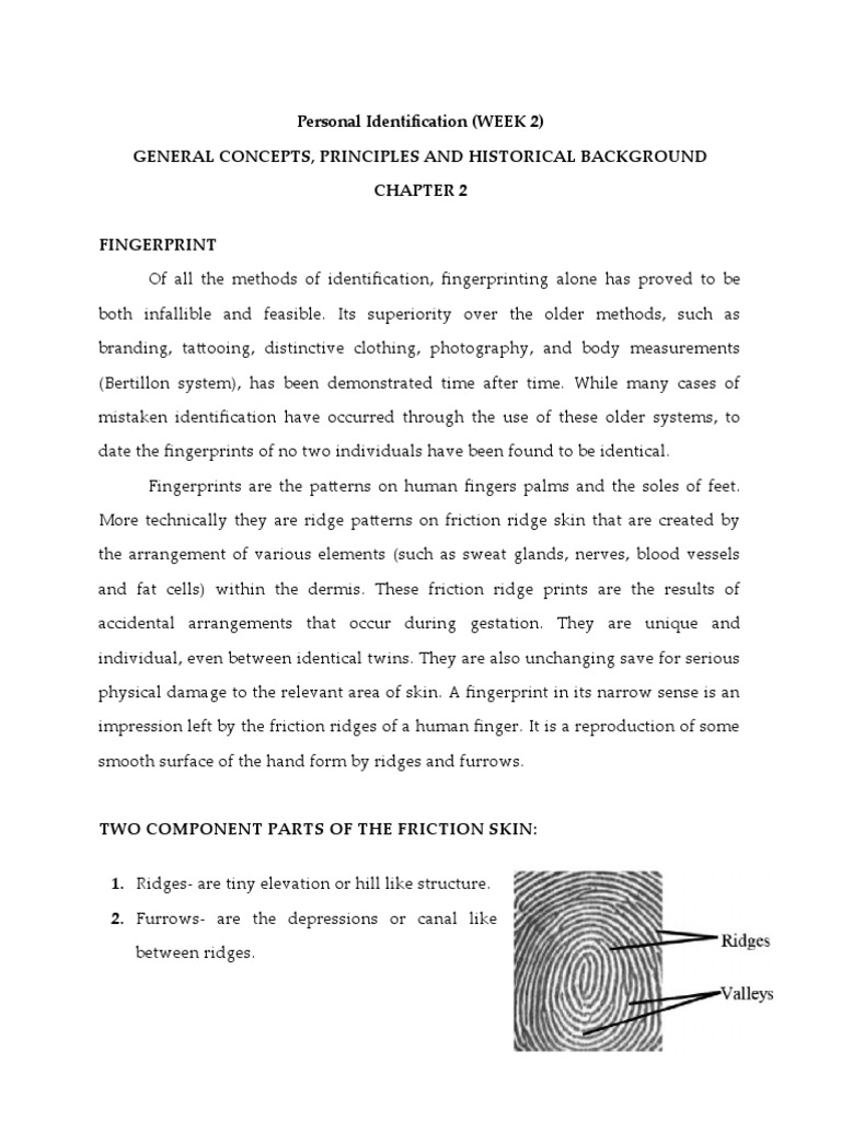 Handouts in Forsci 2 (Prelim Week 2) | PDF | Fingerprint | Human Anatomy