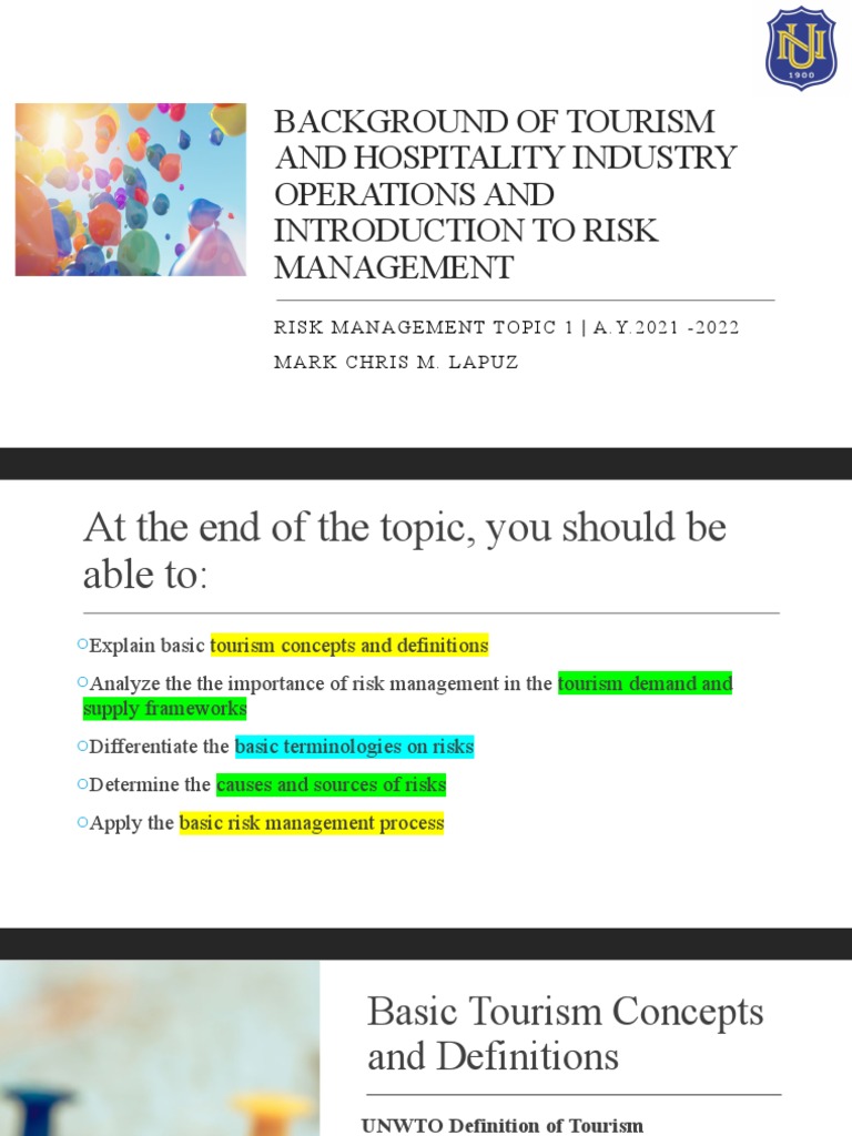 Risk Management Topic 1 | PDF | Tourism | Hazards