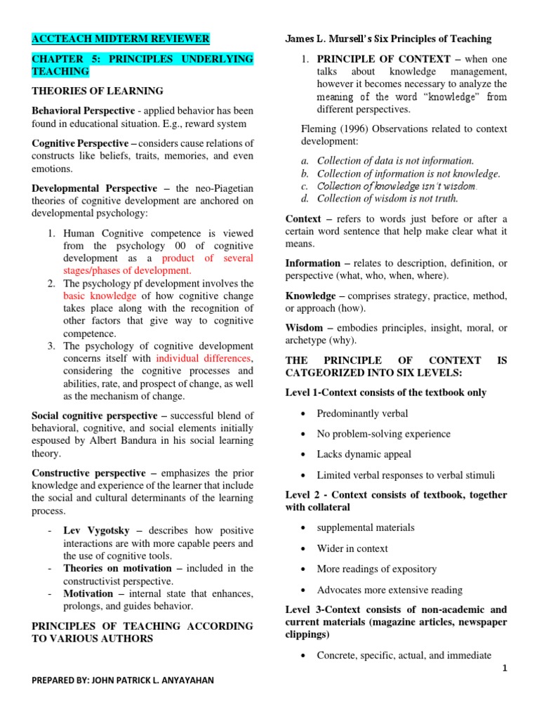 Accteach Midterm Reviewer | PDF | Teaching Method | Learning