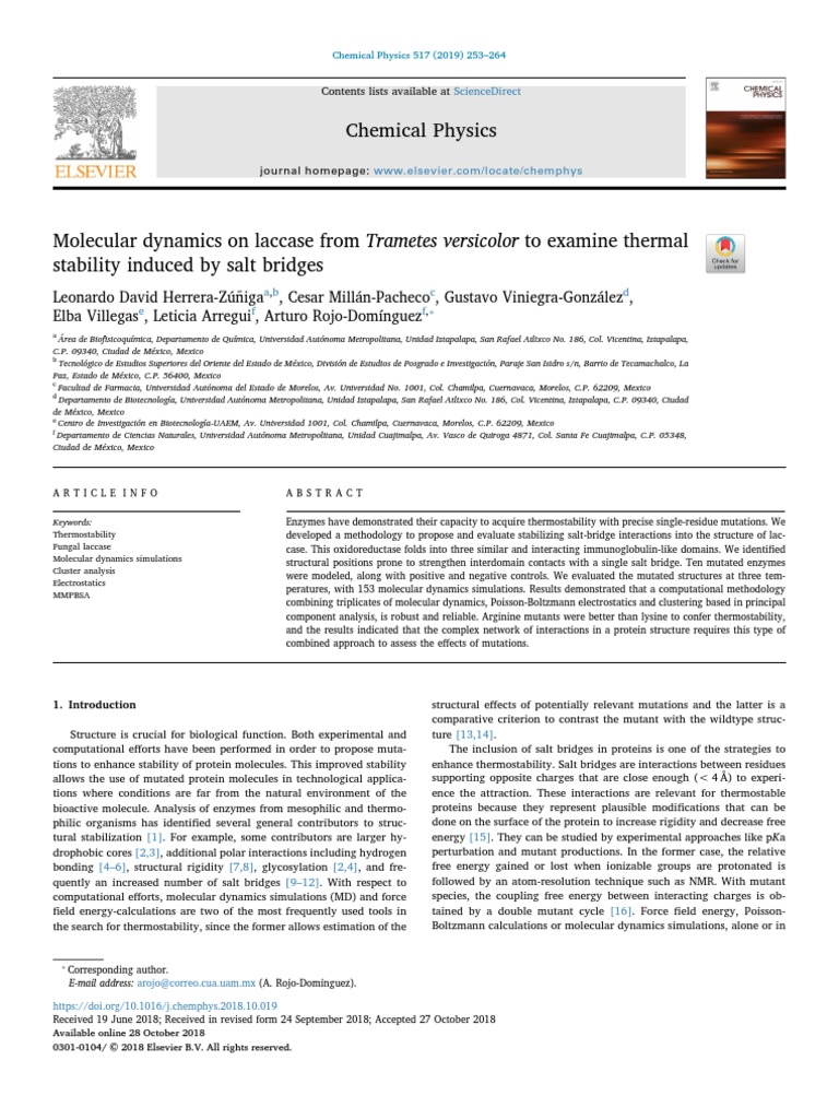 Molecular Dynamics On Laccase From Trametes Versicolor To Examine ...