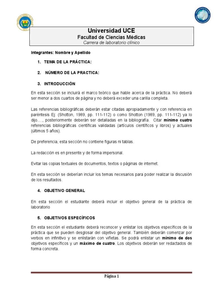 Formato Informes de Laboratorio UCE | PDF | Laboratorios | Citación