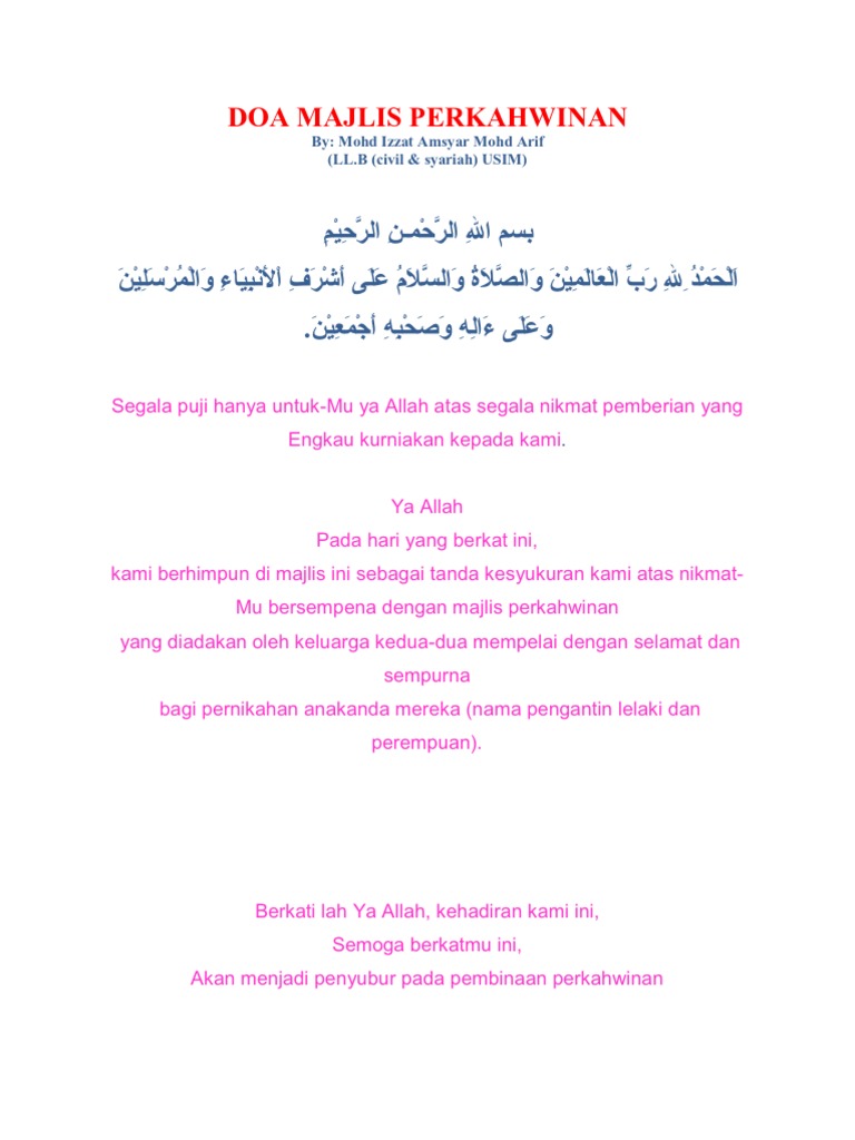 Doa Majlis Perkahwinan Ringkas Share Embed Doa Majlis Perkahwinan ... Doa Majlis Perkahwinan Ringkas Share Embed Doa Majlis Perkahwinan ...