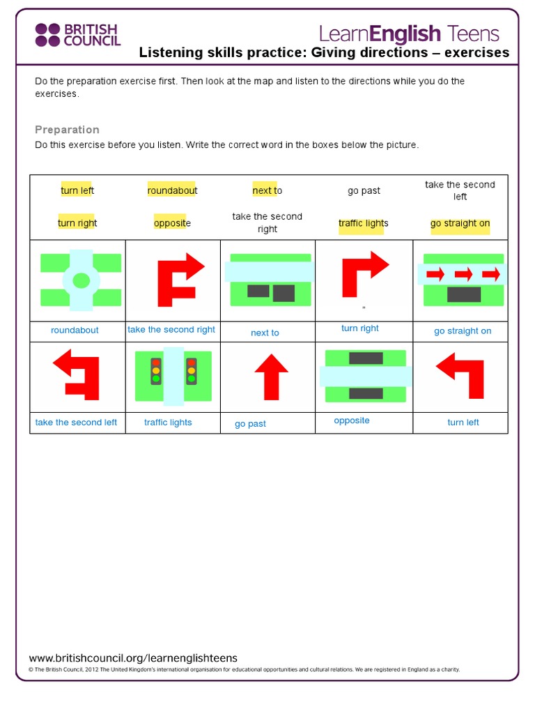 Giving Directions Practice Exercises | PDF | Human Communication ...