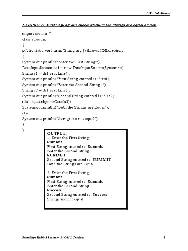 JAVA LAB Manual | PDF | Array Data Structure | Computer Programming JAVA LAB Manual | PDF | Array Data Structure | Computer Programming