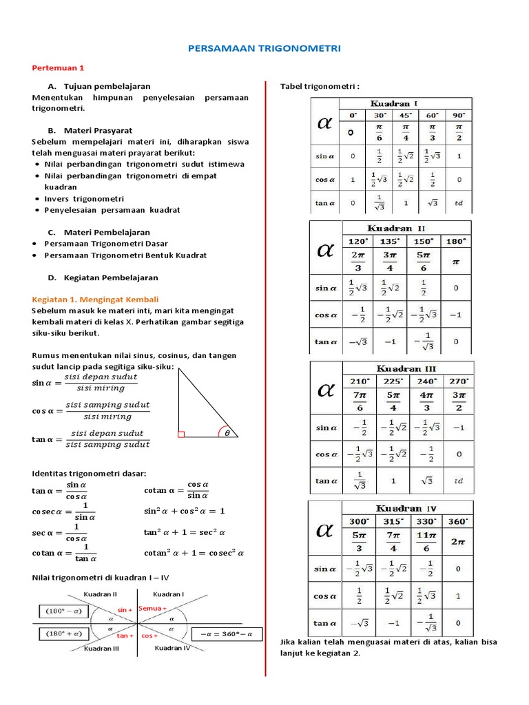 Penyelesaian Persamaan Trigonometri | PDF