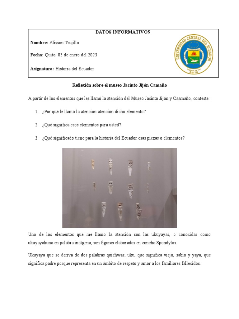 Trabajo Individual 1 Museo - Alisson Trujillo | PDF | Ecuador