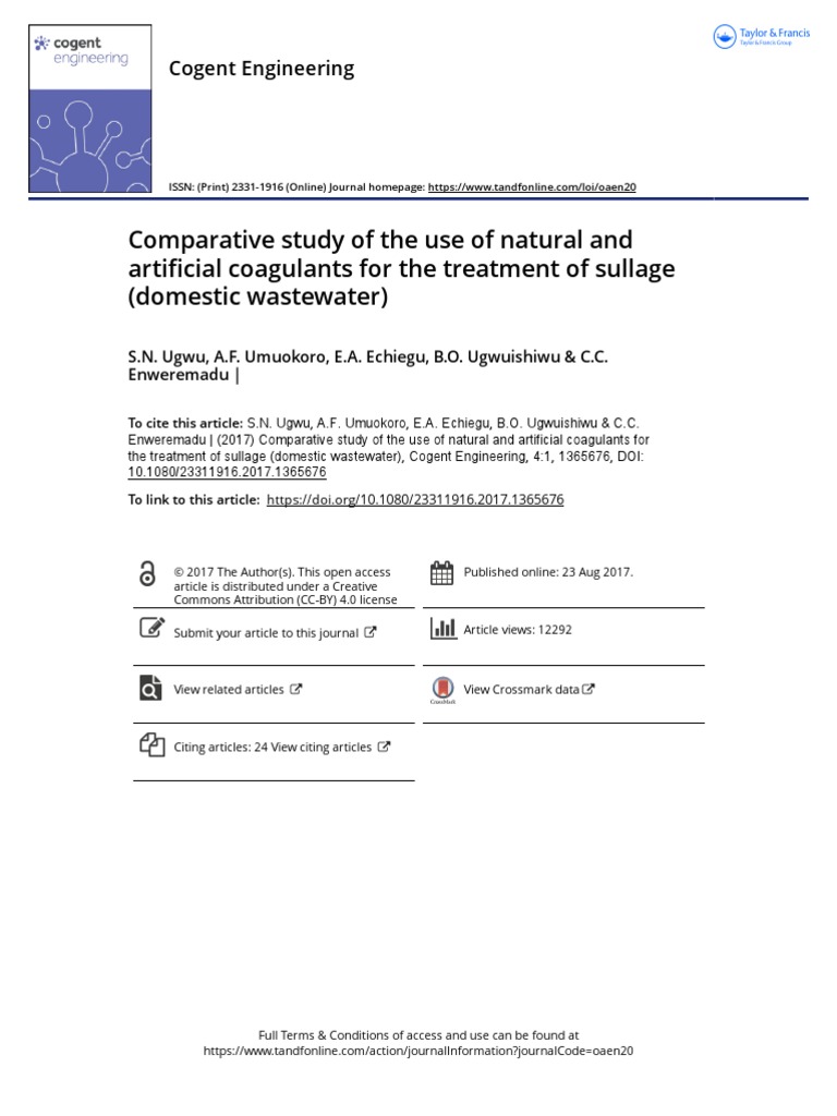 Comparative Study of The Use of Natural and Artificial Coagulants For ...