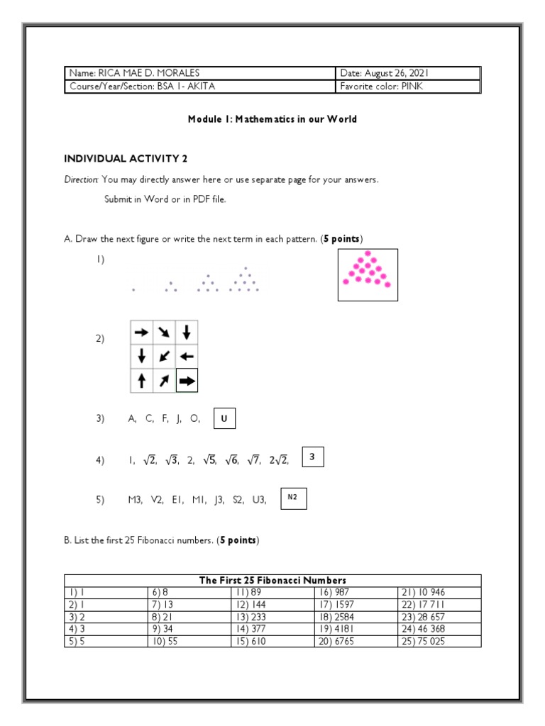 Mod1 - Individual Activity 2. RMDM | PDF | Recreational Mathematics ...