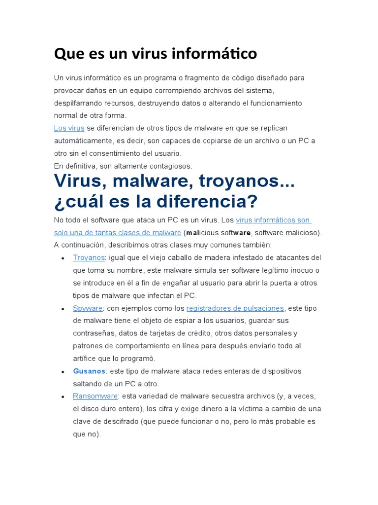 Que Es Un Virus Informático | PDF | Virus de computadora | Malware