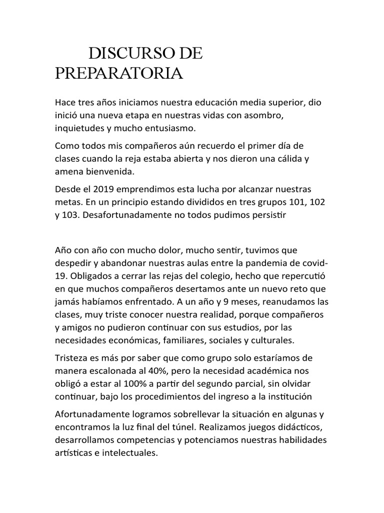 Discurso de Preparatoria Silvia | PDF