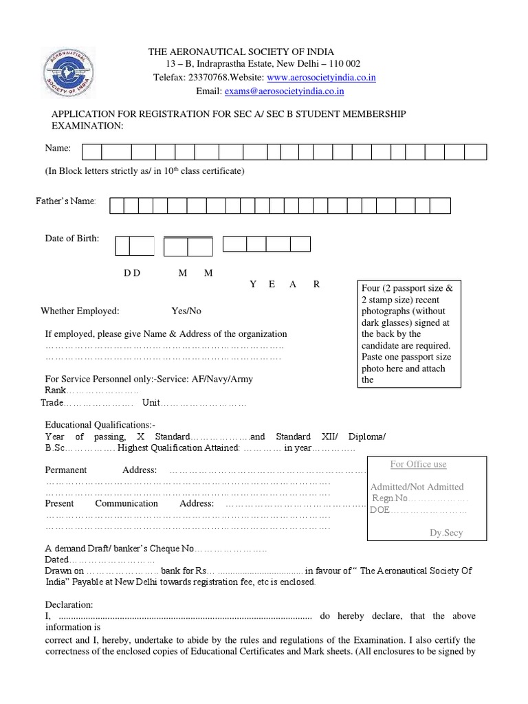 Application For Registration For SecA Sec B Studen | PDF | Banks